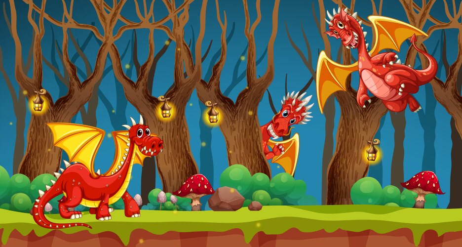 Red dragon with wings Royalty Free Vector Image