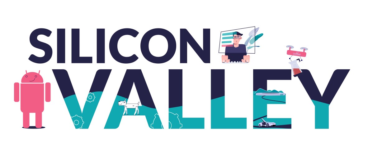 Silicon valley collage composition Royalty Free Vector Image