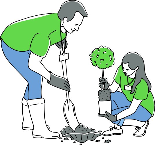 Gardener planting tree theme image 1 Royalty Free Vector