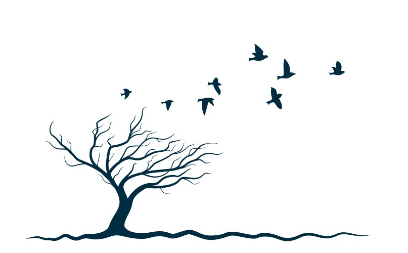 Trees and birds Royalty Free Vector Image - VectorStock