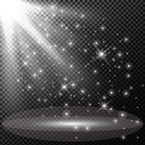 Golden spotlight shining on transparent background