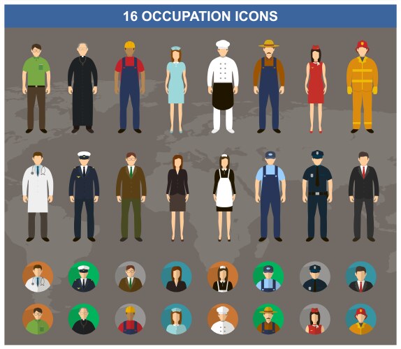 Occupation icon set people of different Royalty Free Vector