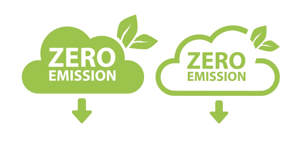 Zero emission net zero label stamp design leaves Vector Image