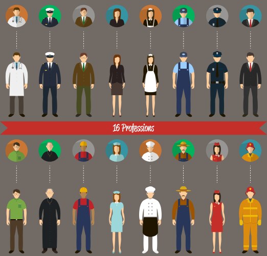 Occupation icon set people of different Royalty Free Vector