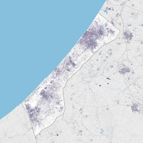Gaza strip map detailed black Royalty Free Vector Image