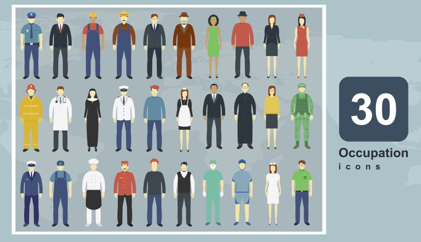 Occupation icon set people of different Royalty Free Vector
