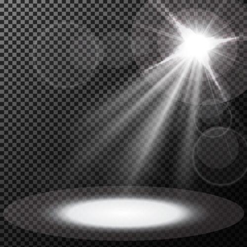 Spotlight shining with sparks on transparent Vector Image