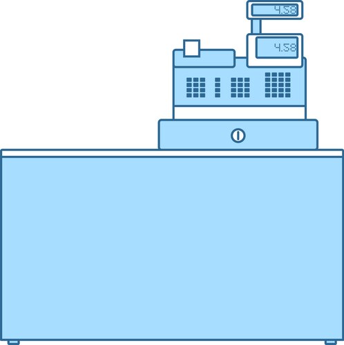 Supermarket store counter desk icon Royalty Free Vector