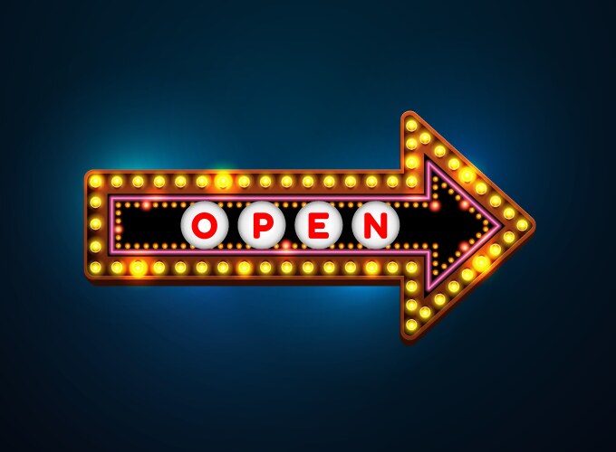 Neon open frame arrow Royalty Free Vector Image