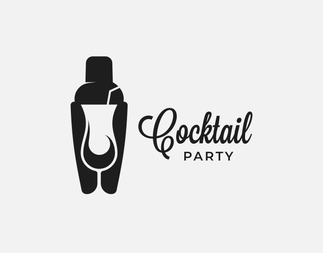 Gin tonic cocktail logo shaker with glass Vector Image