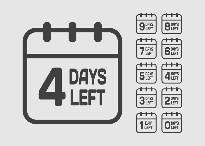 Countdown daily page calendar icon - 0 days left Vector Image