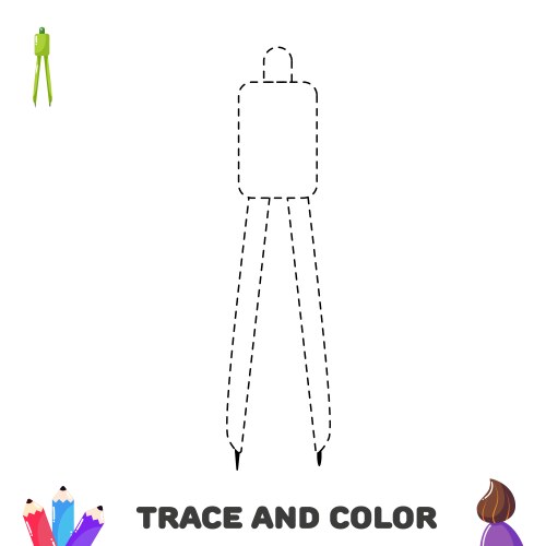 Trace and color easel educational worksheet Vector Image