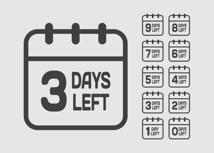 Countdown daily page calendar icon - 6 days left Vector Image