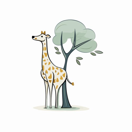 Giraffe and tree isolated on a white background Vector Image