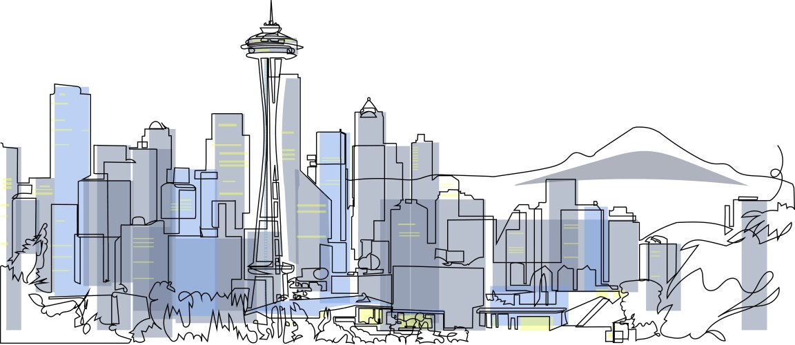 Seattle skyline Royalty Free Vector Image - VectorStock