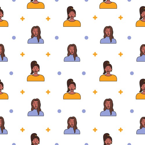Women avatars seamless pattern portrait Royalty Free Vector
