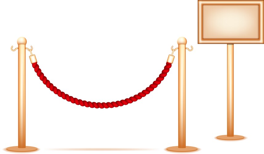 Golden rope barrier with red velvet fence Vector Image