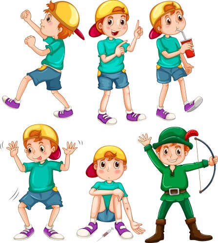 Cartoon little boy collection set Royalty Free Vector Image
