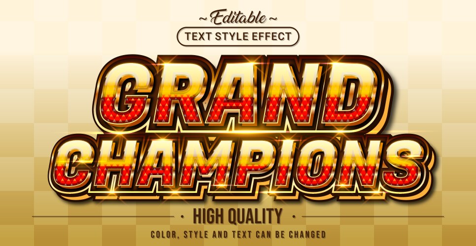 Editable text style effect - super champions Vector Image