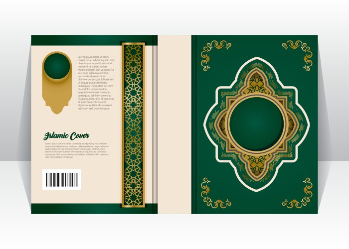 Islamic book cover with arabesque arabic element Vector Image