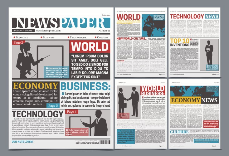 Design template of newspaper Royalty Free Vector Image