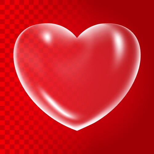 Red realistic glass heart plastic transparent Vector Image