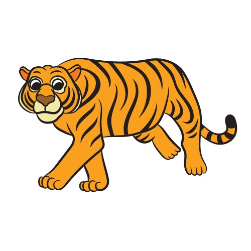 Tiger walking cartoon logo Royalty Free Vector Image