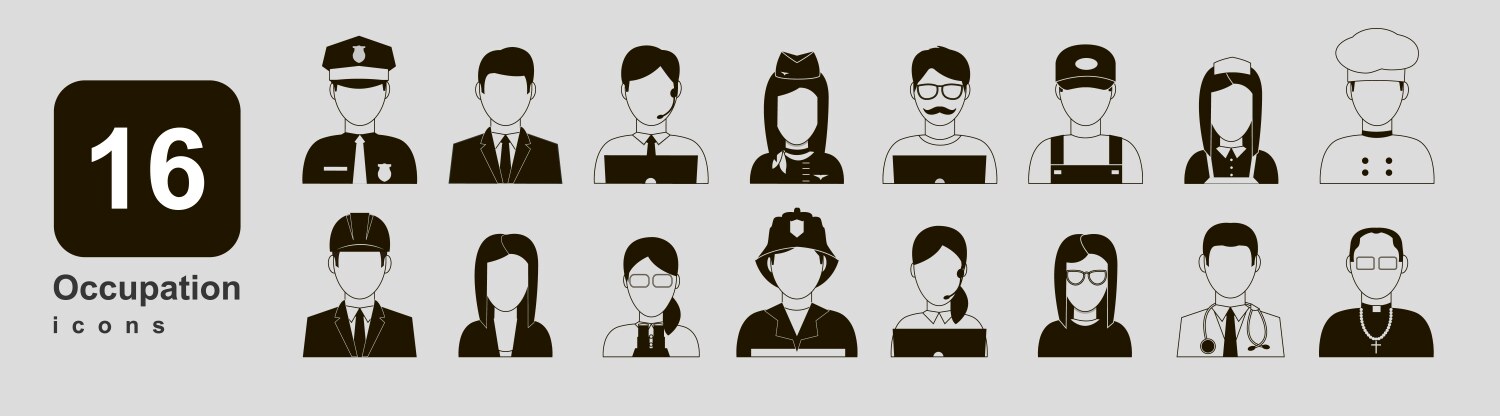 Occupation icon set people of different Royalty Free Vector