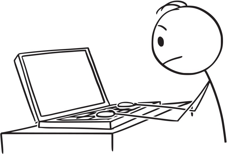 Cartoon man or businessman working typing Vector Image