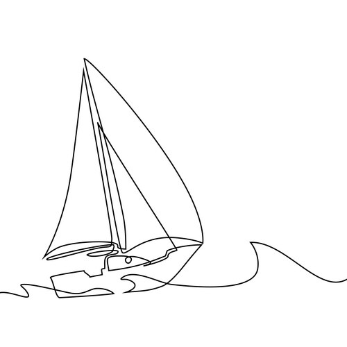 Continuous line drawing sailboat Royalty Free Vector Image