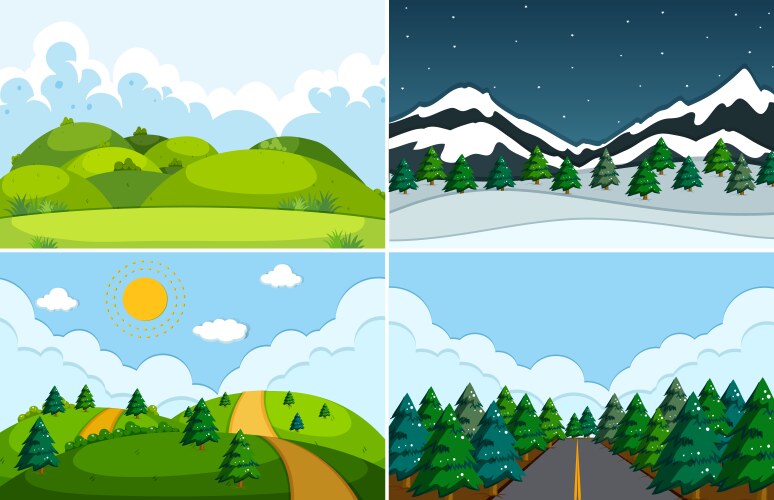 Spring or summer cartoon landscape Royalty Free Vector Image