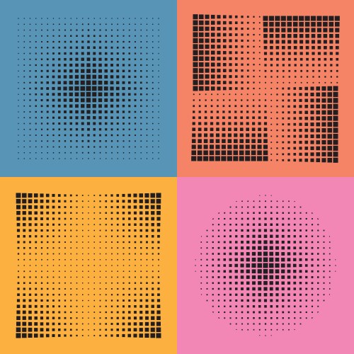 Assorted various contrast red checker halftone Vector Image