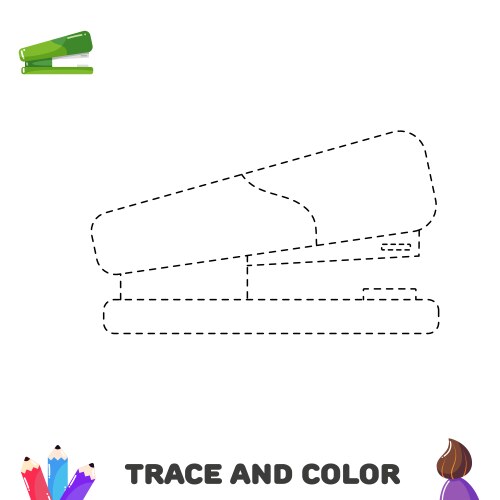 Trace and color palette handwriting practice for Vector Image