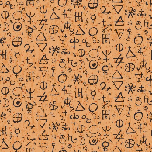 Pattern with alchemy symbols Royalty Free Vector Image