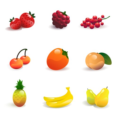 Set amount calories in fruit on white Royalty Free Vector Set amount calories in fruit on white Royalty Free Vector