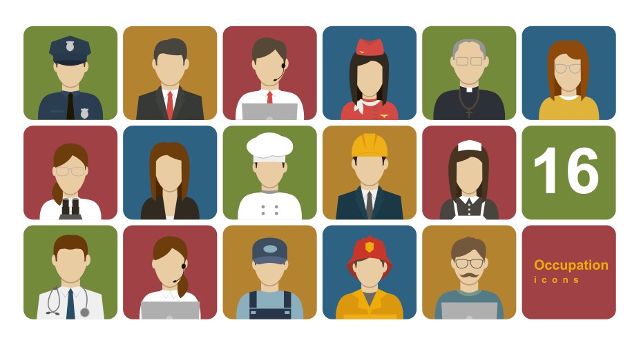 Occupation icon set people of different Royalty Free Vector