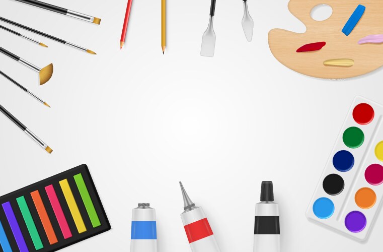 Painting tools creative materials for workshop Vector Image
