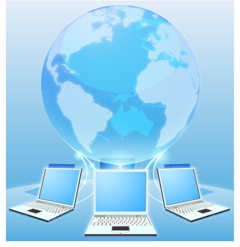 Computer world and simbols Royalty Free Vector Image