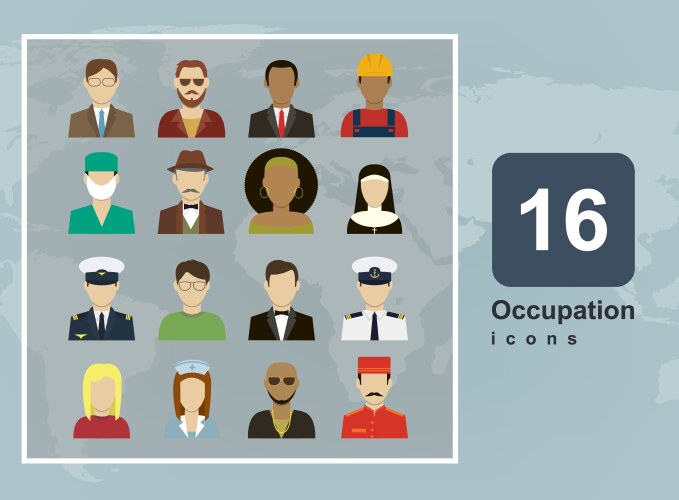 Occupation icon set people of different Royalty Free Vector