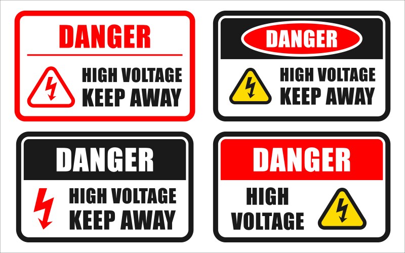Warning caution dangerous area sign set Royalty Free Vector
