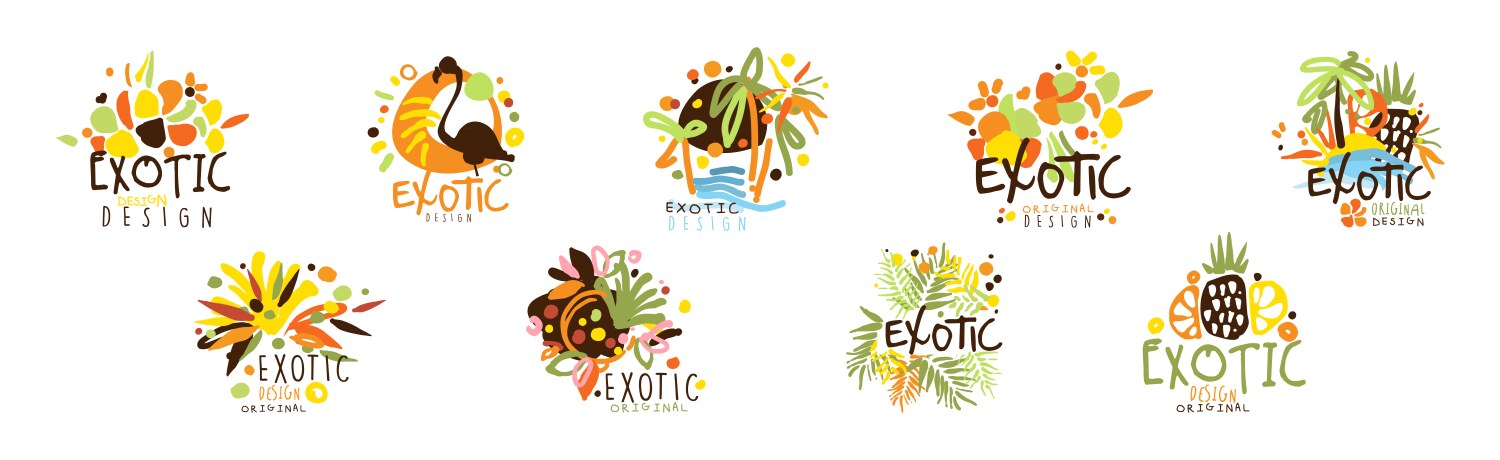 Exotic original design label and logo set Vector Image