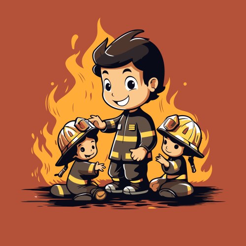 Cute fireman - cartoon Royalty Free Vector Image