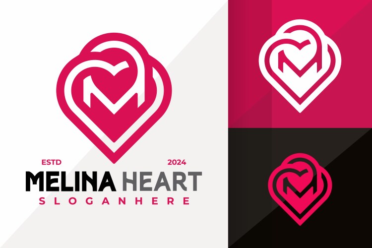 Letter m heart loves logo icon design creative Vector Image