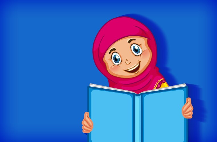 Muslim girl reading book Royalty Free Vector Image