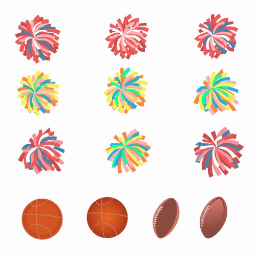 Realistic detailed 3d colorful pom poms set Vector Image