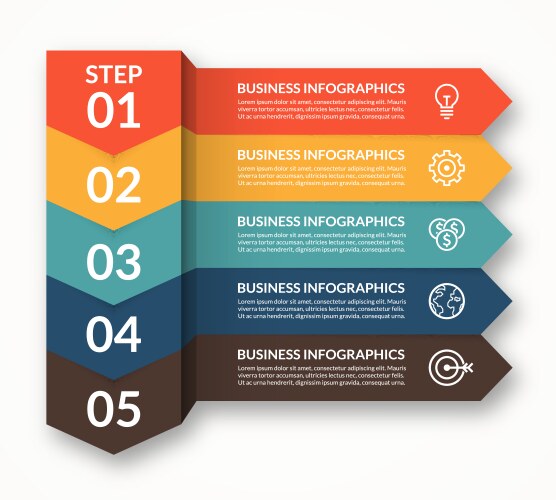 Infographic banner with 5 arrows Royalty Free Vector Image