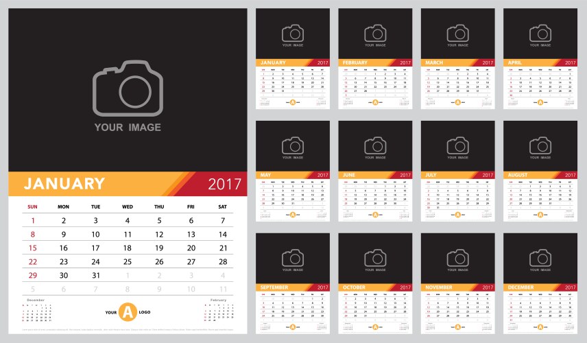 Calendar 2018 template design Royalty Free Vector Image