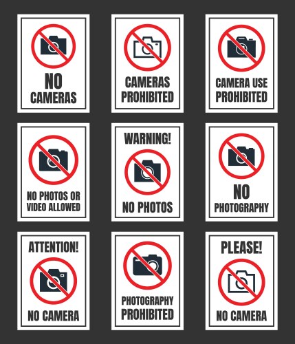 No photography sign camera prohibited symbol Vector Image