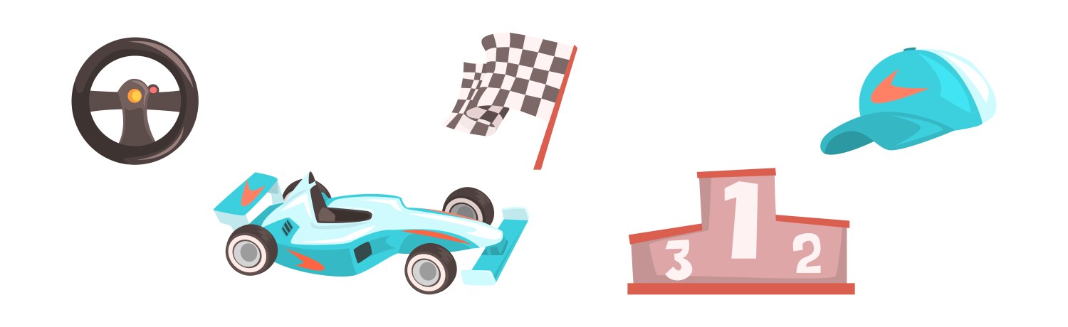 Racer object and items for speed racing Royalty Free Vector