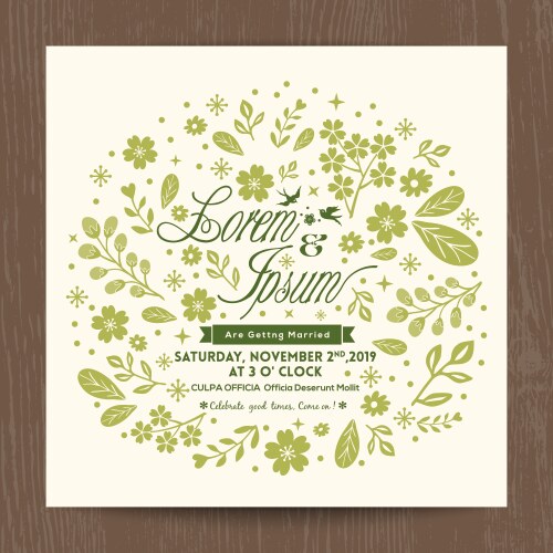Cute wedding invitation design frame template Vector Image